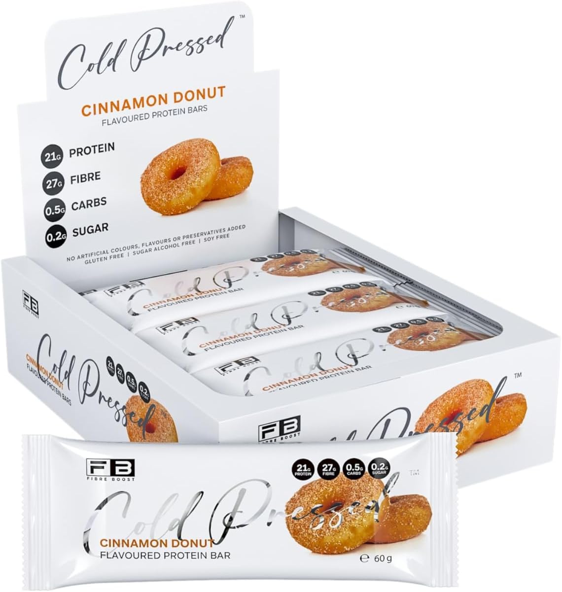 Fibre Boost Cold Pressed Cinnamon Donut flavoured Protein Bar : Amazon ...