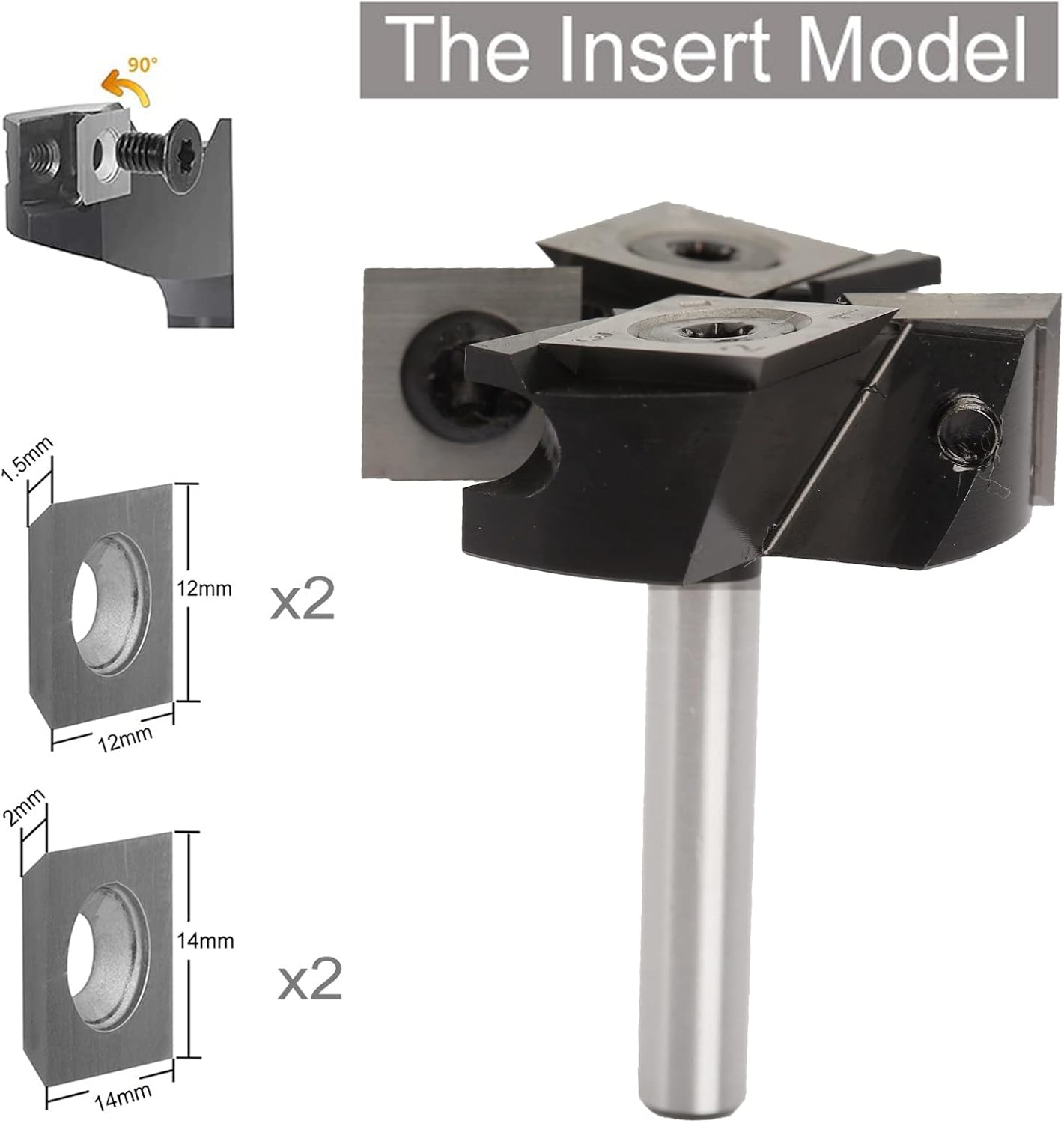Sinoprotools Spoilboard Surfacing Router Bit 1/4, Insert Carbide Slab ...