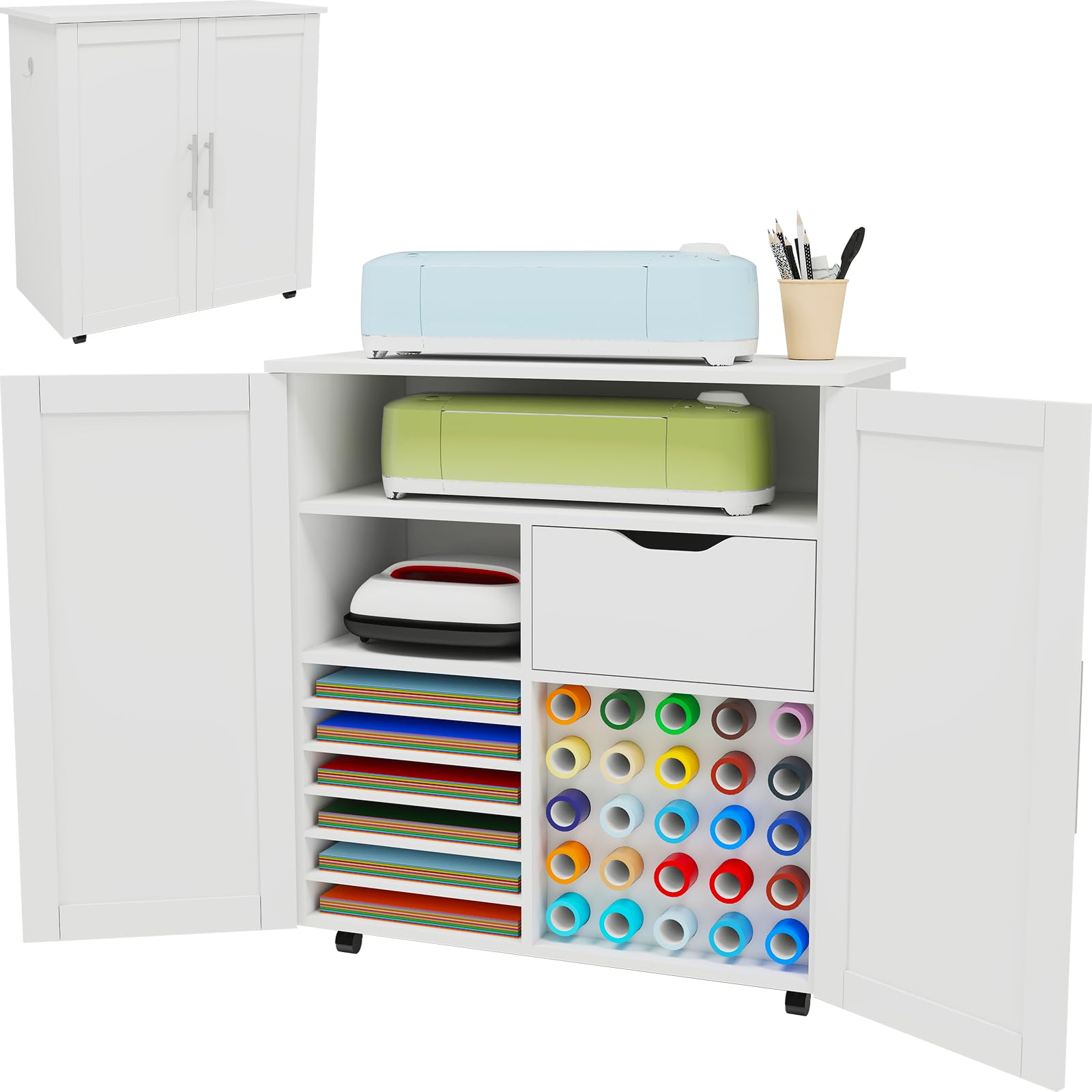 Amazon.com: Craft Cart Cabinet Compatible with Cricut for Storage ...