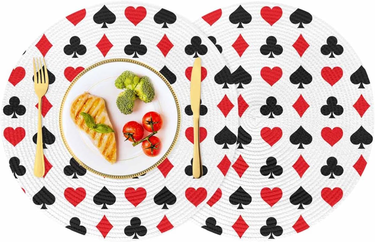 Amazon.com: Round Placemats Poker Game Themed Table Mats for Dining ...