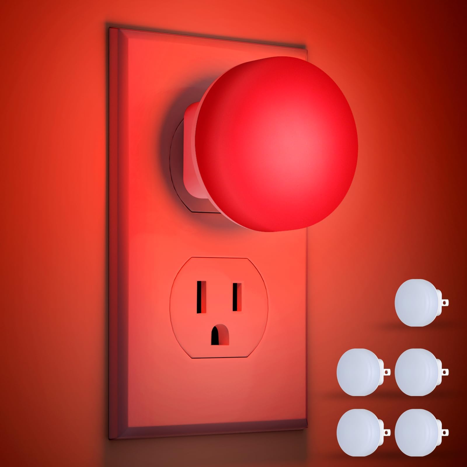 [ Pack of 4 ] Real Red LED Night Lights, Plug into Wall Lights with ...