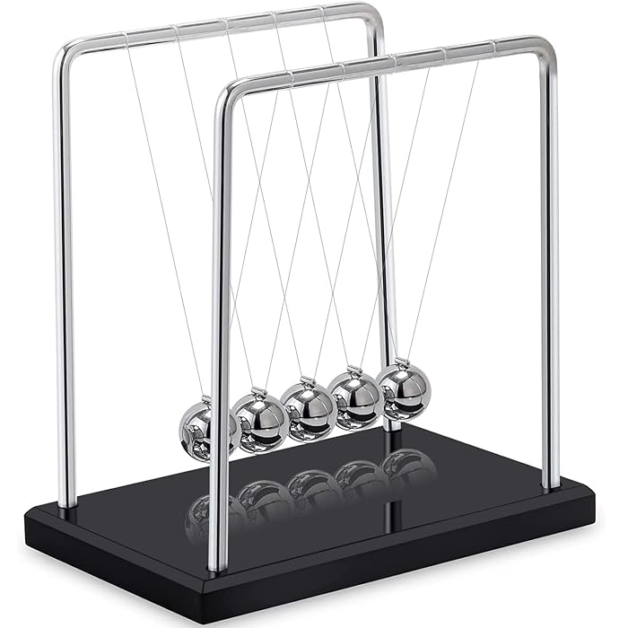 Buy Newtons Cradle Pendulum- Wooden Base 5 Steel Balance Balls Kinetic ...