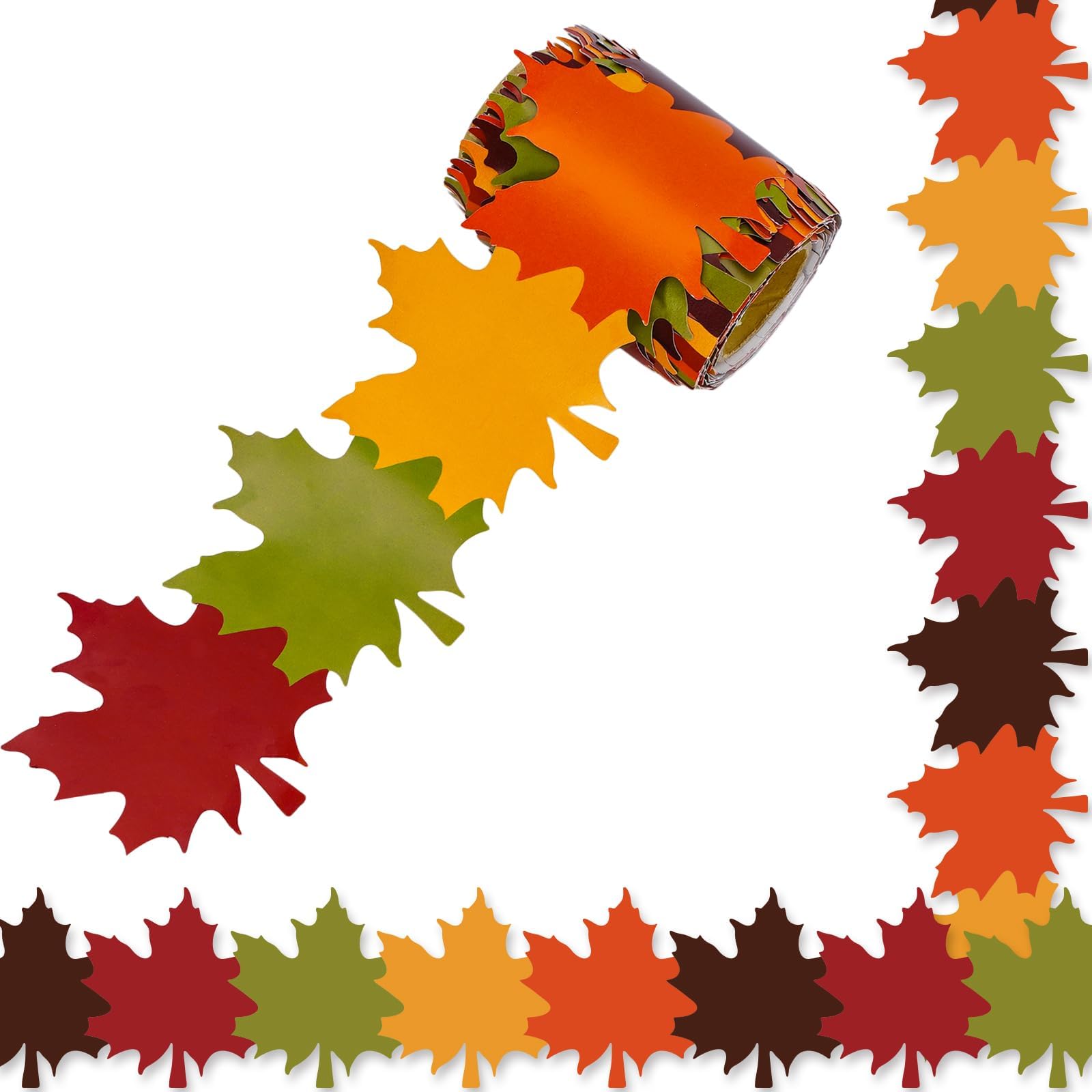 Amazon.com: Whaline 32.8Ft Fall Bulletin Board Borders Maple Leaves ...