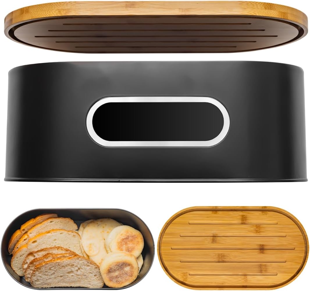 Amazon.com: ANGORA BRANDS Bread Boxes - Wooden Bread Box - Stylish ...