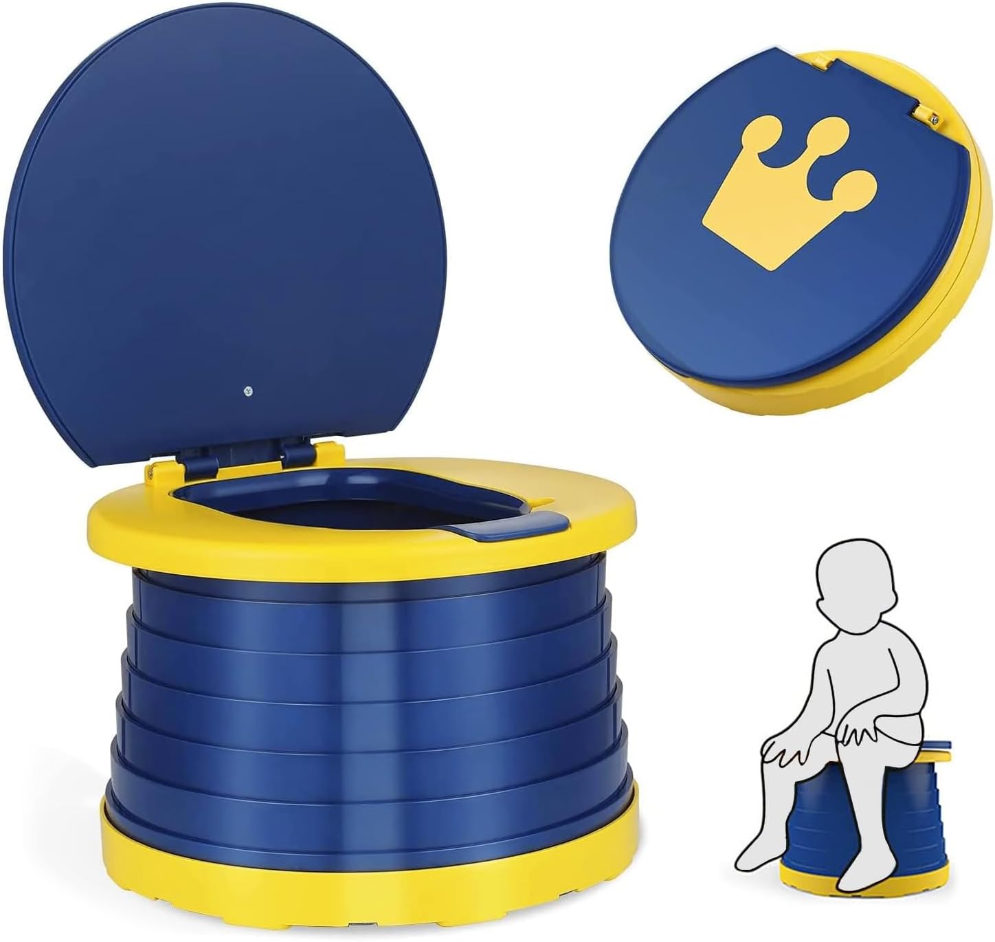 Portable Potty Seat, Kids Folding Training Toilet Chair Travel Potty ...