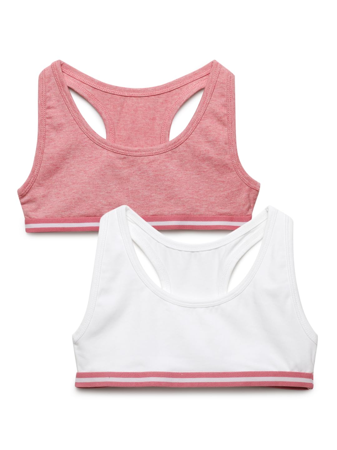 Buy CHARM N CHERISH Girls Sports Bra Solid White & Pink Combo Pack of 2 ...