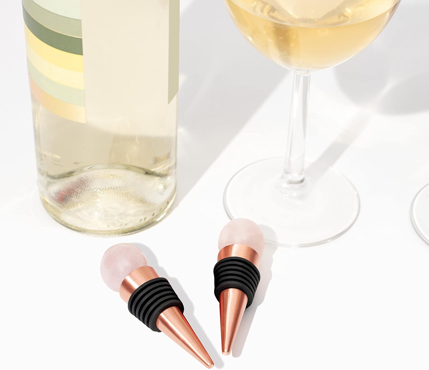 Amazon.com: Rose Gold Silicone Wine Stopper - Wine Bottle Stopper with ...