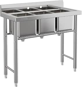 Stainless Steel Sink, Commercial Restaurant Sinks Rounded Corners Anti ...