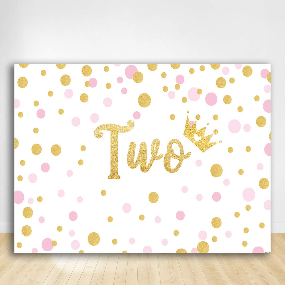 Buy Felizotos Pink White Glitter Gold Dots Background Second Birthday ...