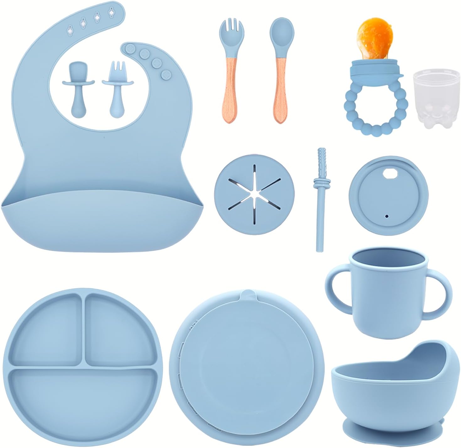 Amazon.com: LITTLE RAWR Silicone Baby Feeding Set 14 Pcs,Baby Led ...