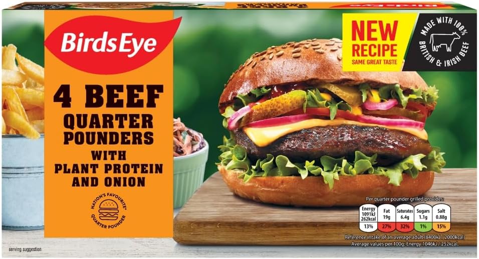 Birds Eye 4 Quarter Pounder Beef Burgers 454g : Amazon.co.uk: Grocery