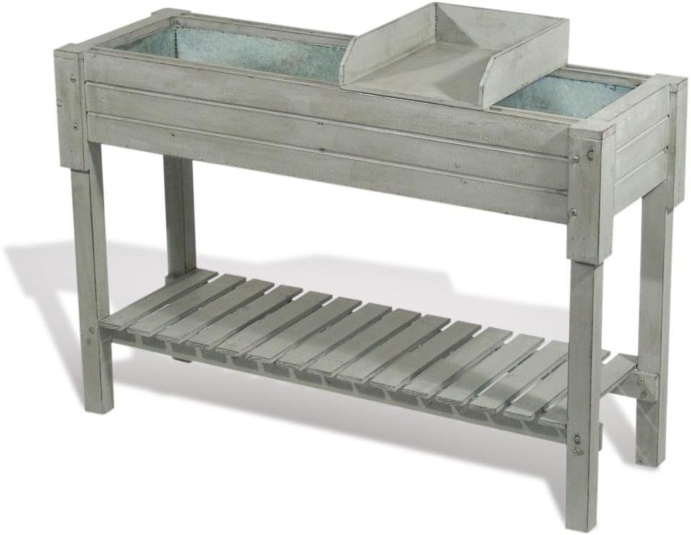 Amazon.com: Esschert Design Secrets du Potager Kitchen Garden Table, Grey