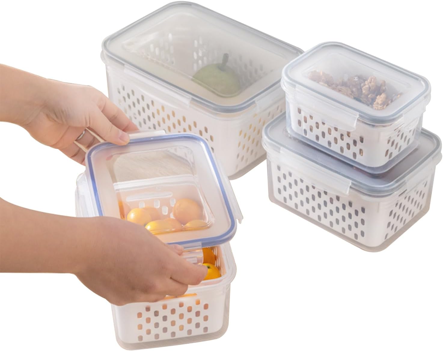 NANONAN Fresh Food Storage Containers for Fridge, 3 Pack Fridge Storage ...