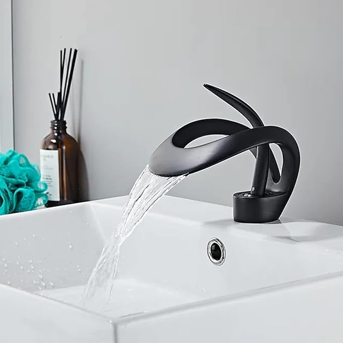 SJQKA Robinet Cascade Salle De Bain, Mitigeur Lavabo Avec Valve En ...