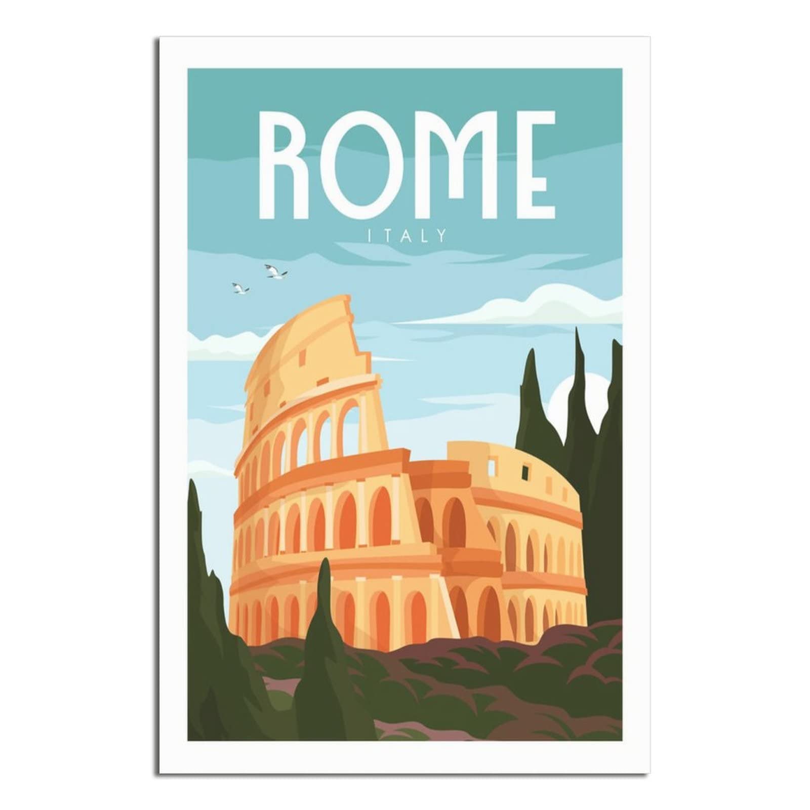 Amazon.com: Italy Rome Colosseum Vintage Travel Poster Canvas Wall Home ...