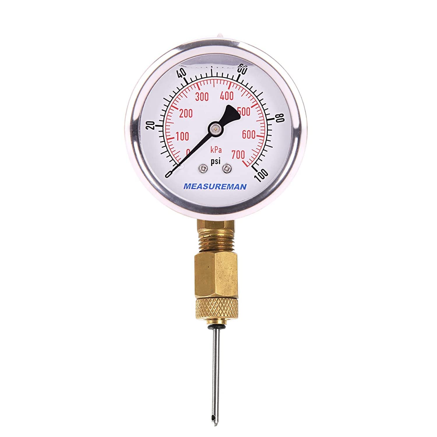 Amazon.com: MEASUREMAN Glycerin Filled Pressure Gauge, 0-100psi/kpa ...
