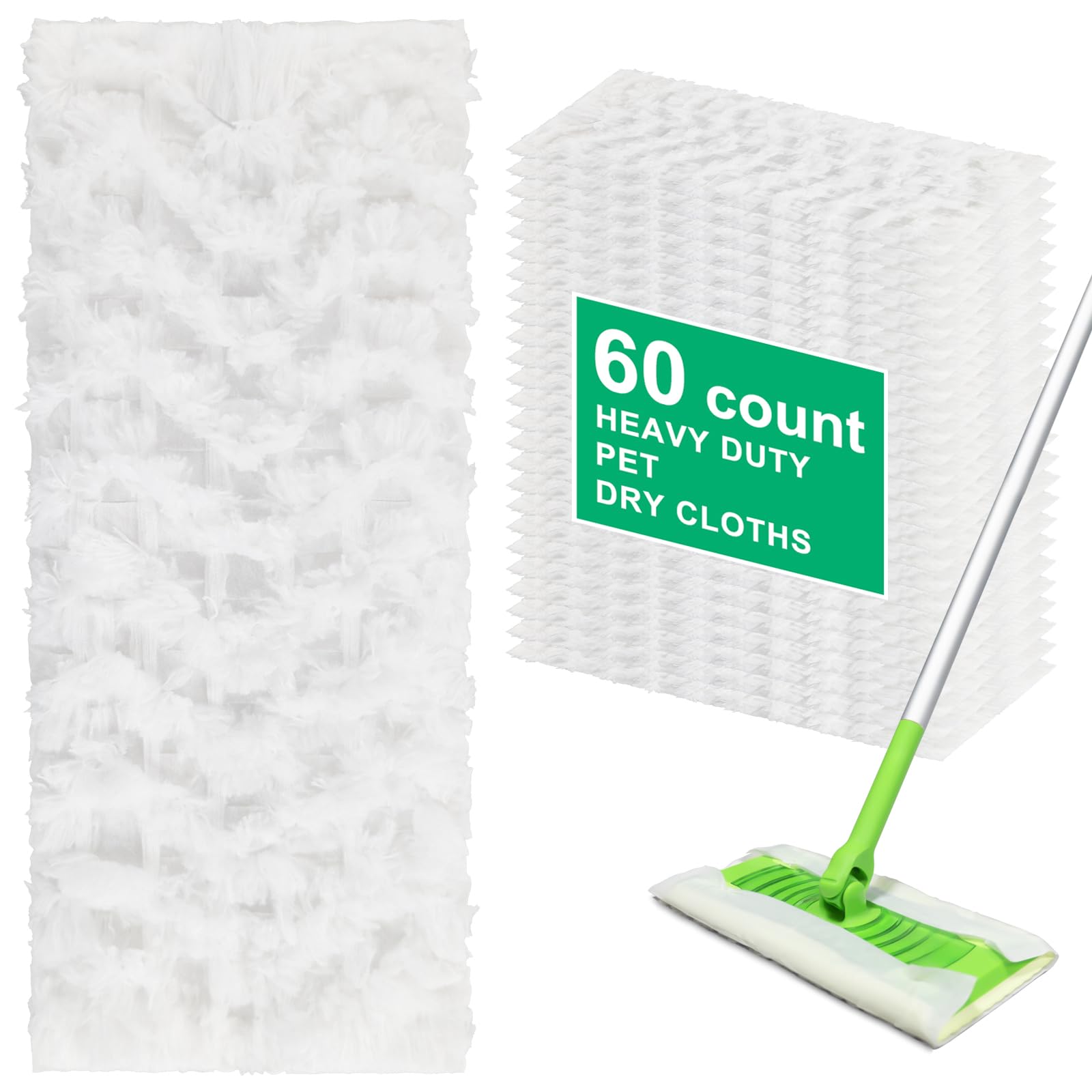 60 Count Dry Sweeping Cloths for Swiffer Sweeper Heavy Duty Dry Cloth ...