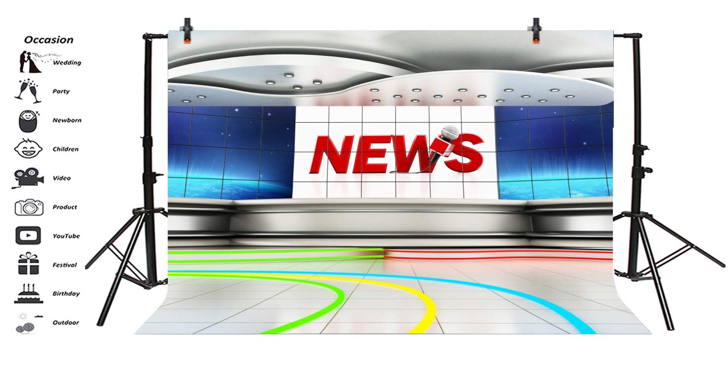 Buy Leyiyi 5x3ft News Broadcast Hall Backdrop Microphone TV Show Record ...