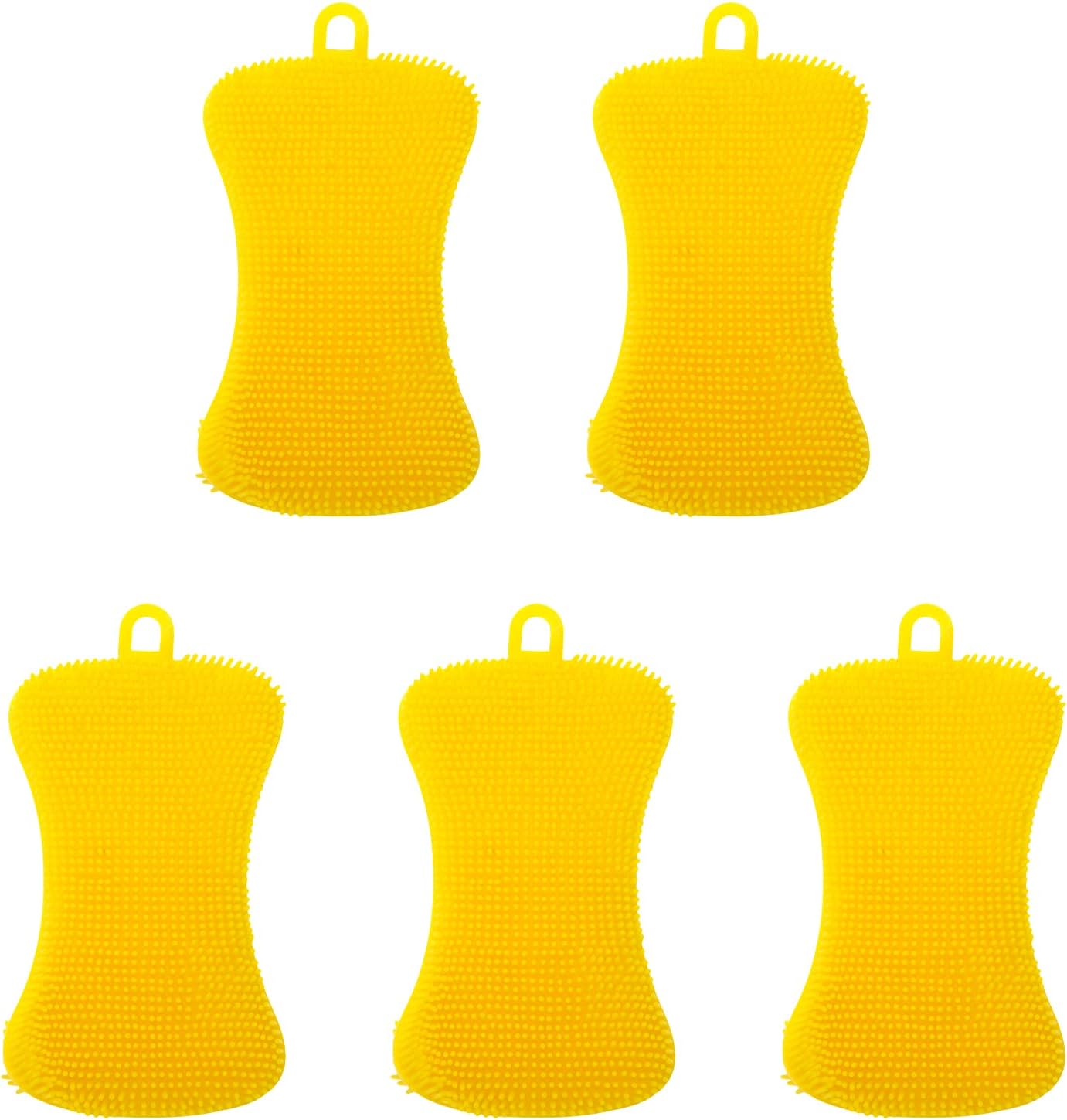 Amazon.com: Dahszhi Yellow 5 Pcs Silicone Cleaning Scrubber，Colored ...