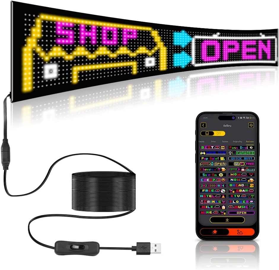 Amazon.com: LED Sign, 23"x5" Programmable LED Sign with Bluetooth APP ...