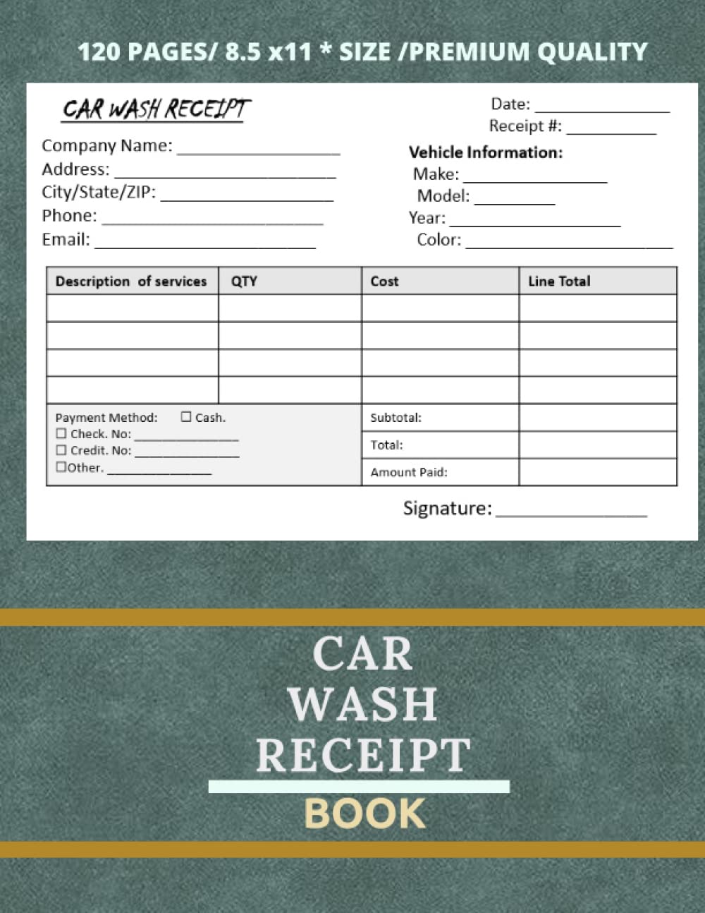 Car Wash Receipt Book: Car Wash Invoice, Auto Wash Receipt, 118 ...
