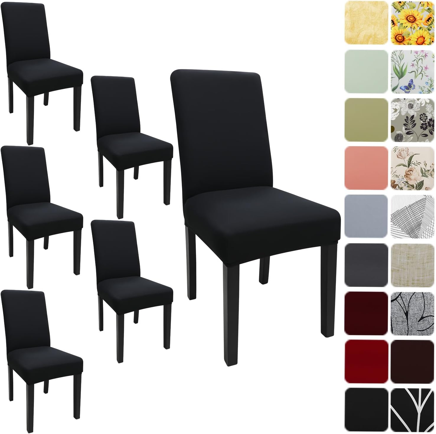Amazon.com: Keyroal Dining Room Chair Covers Set of 6, Stretch Solid ...