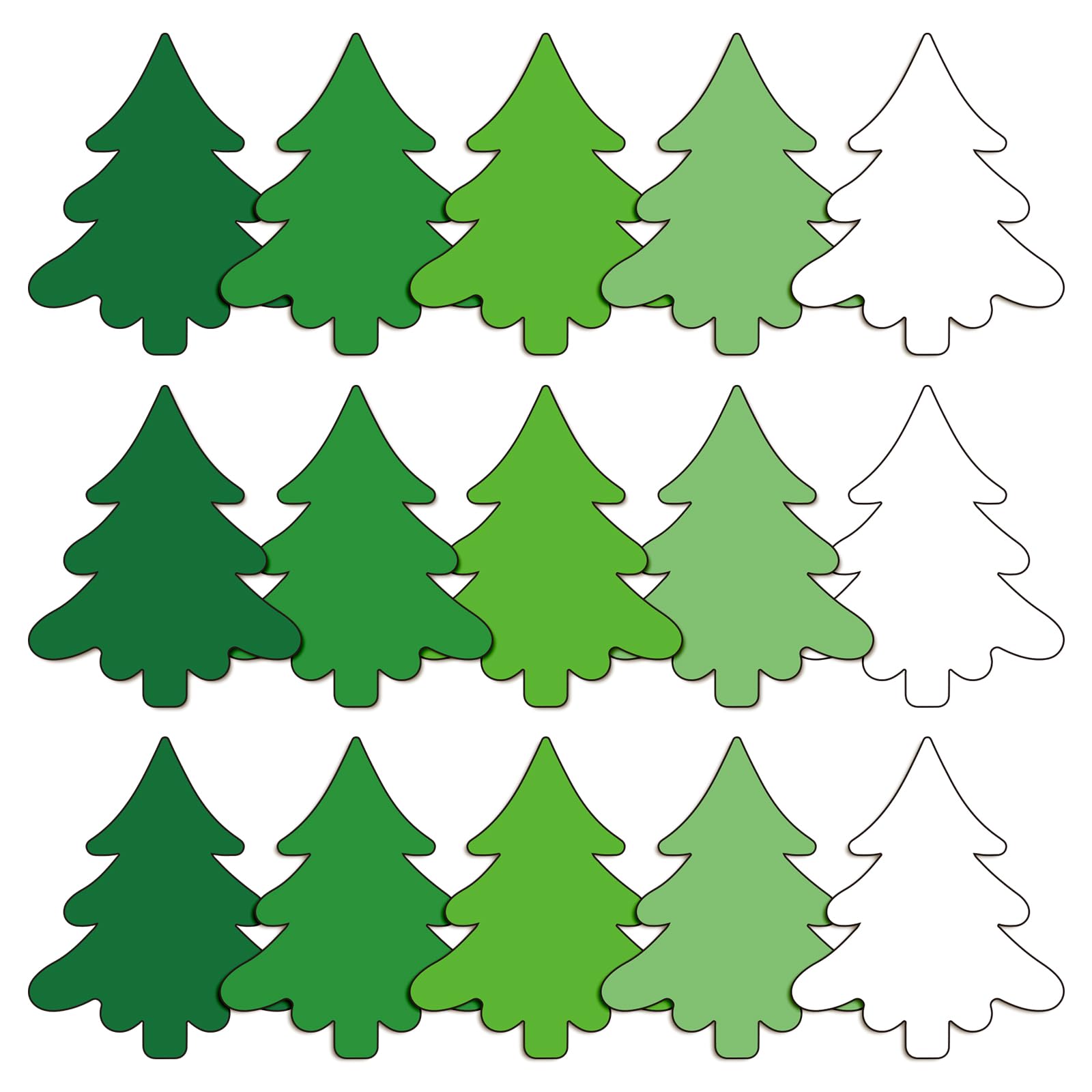 Amazon.com: Whaline 45Pcs Christmas Tree Cutouts Gradient Green Paper ...