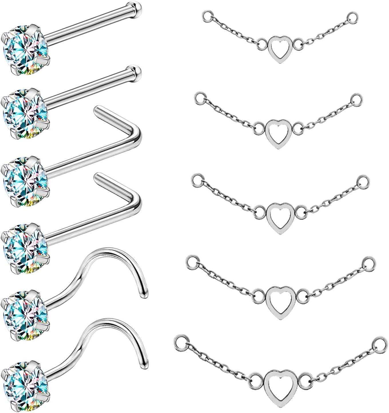 Amazon.com: AccGin 20g Nose Chain Piercing Across Nose Piercings ...