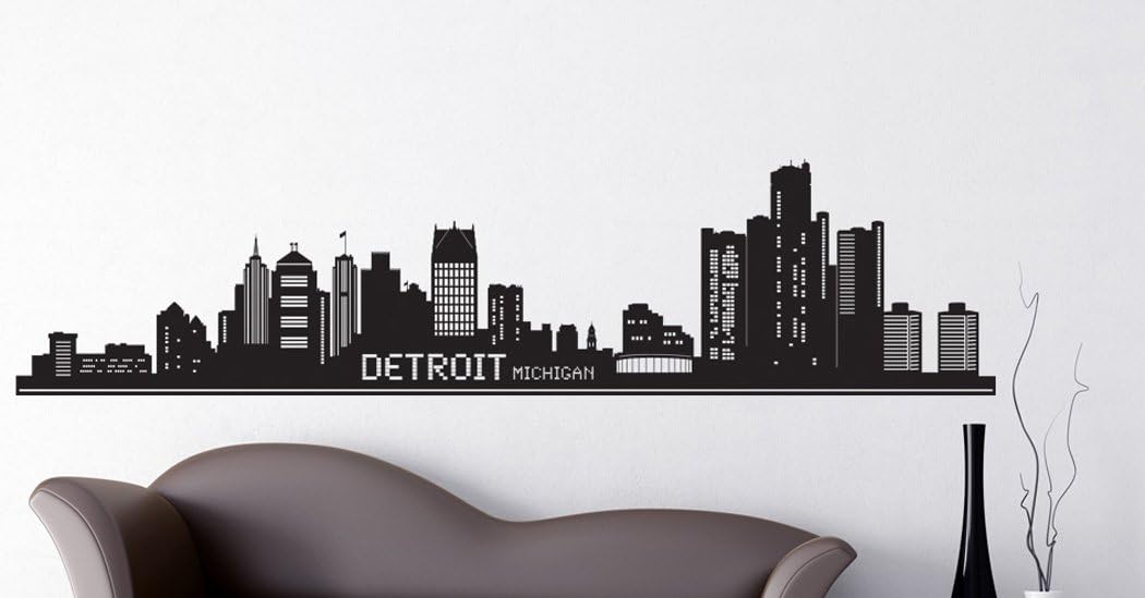 Amazon.com: Style and Apply Detroit Skyline Wall Decal, Black : Tools ...