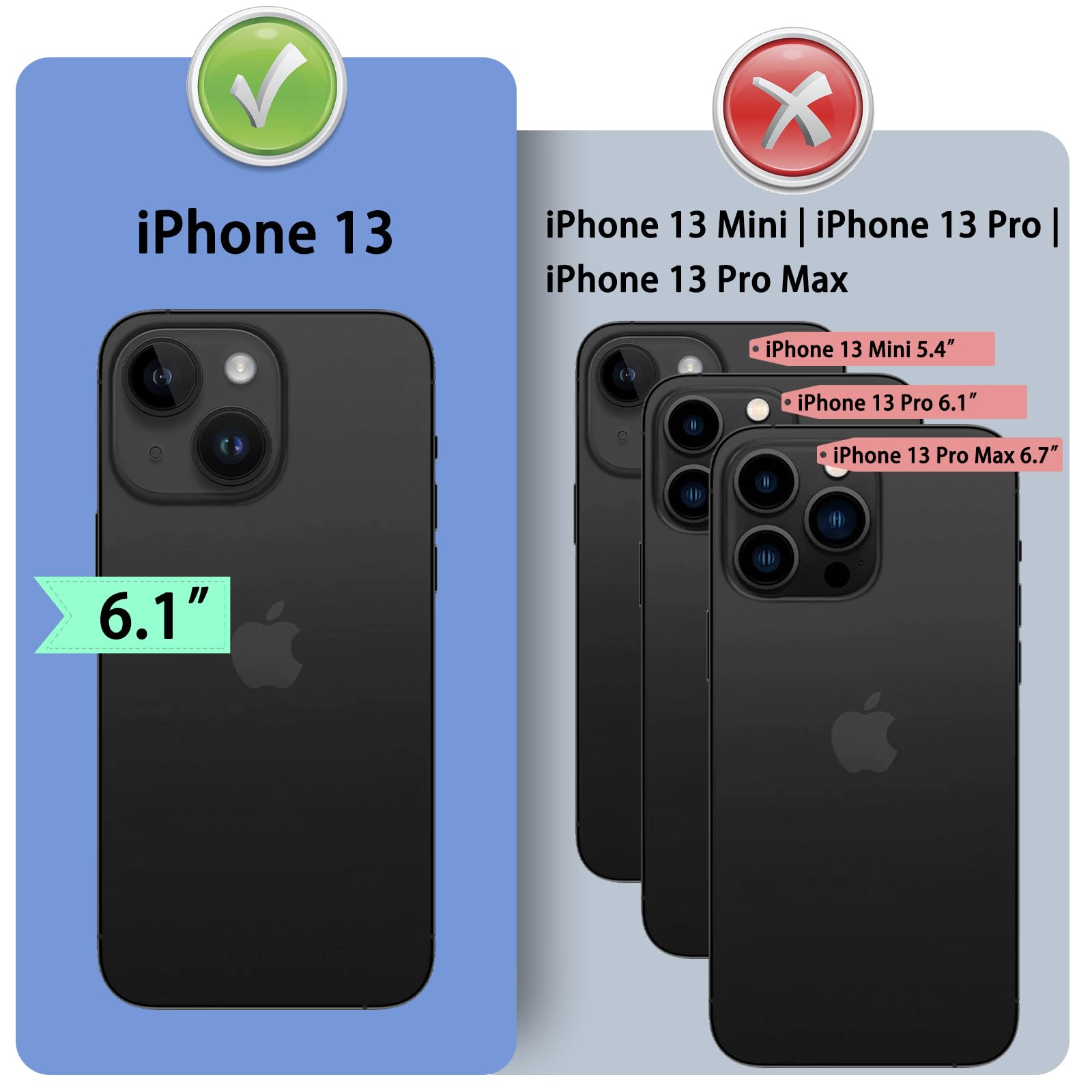 for iPhone 13 6.1" Genuine Leather Wallet case ?RFID Blocking??4 Credit Card Holder??Real ...