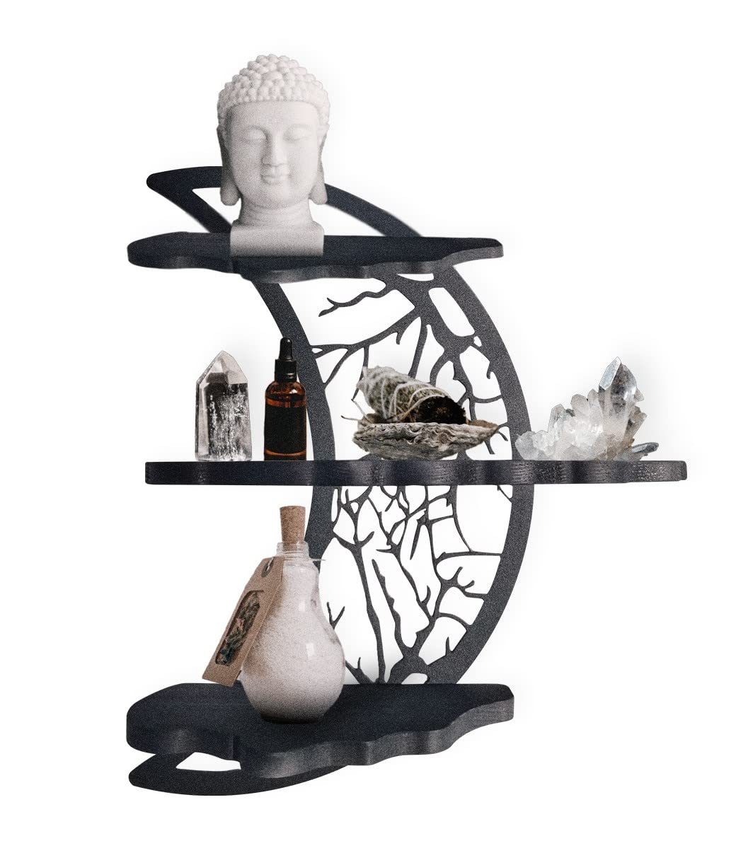 Crescent Moon Shelf for Crystals, Goth Shelf for Gothic Wall Decor ...