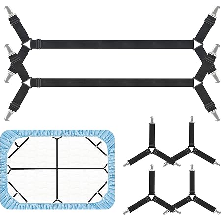 Amazon.com: Siaomo Bed Sheet Clip Straps - 2 Way Adjustable Crisscross ...