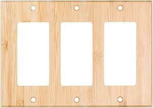 Solid Wood Light Switch Cover Natural Wooden Triple Rocker Wall Plate ...