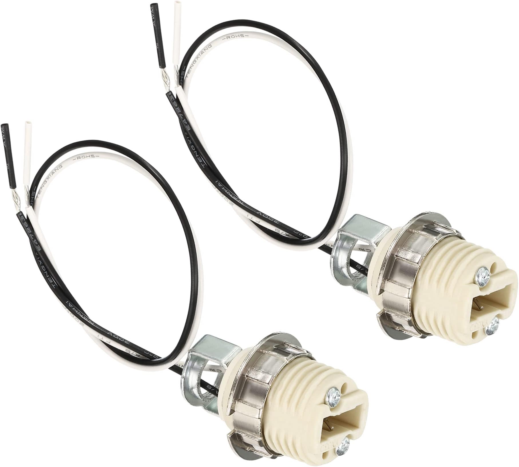 PATIKIL G9 Light Base Socket Kit, 2 Pack 10 Inch Long Wire Lead Ceramic ...