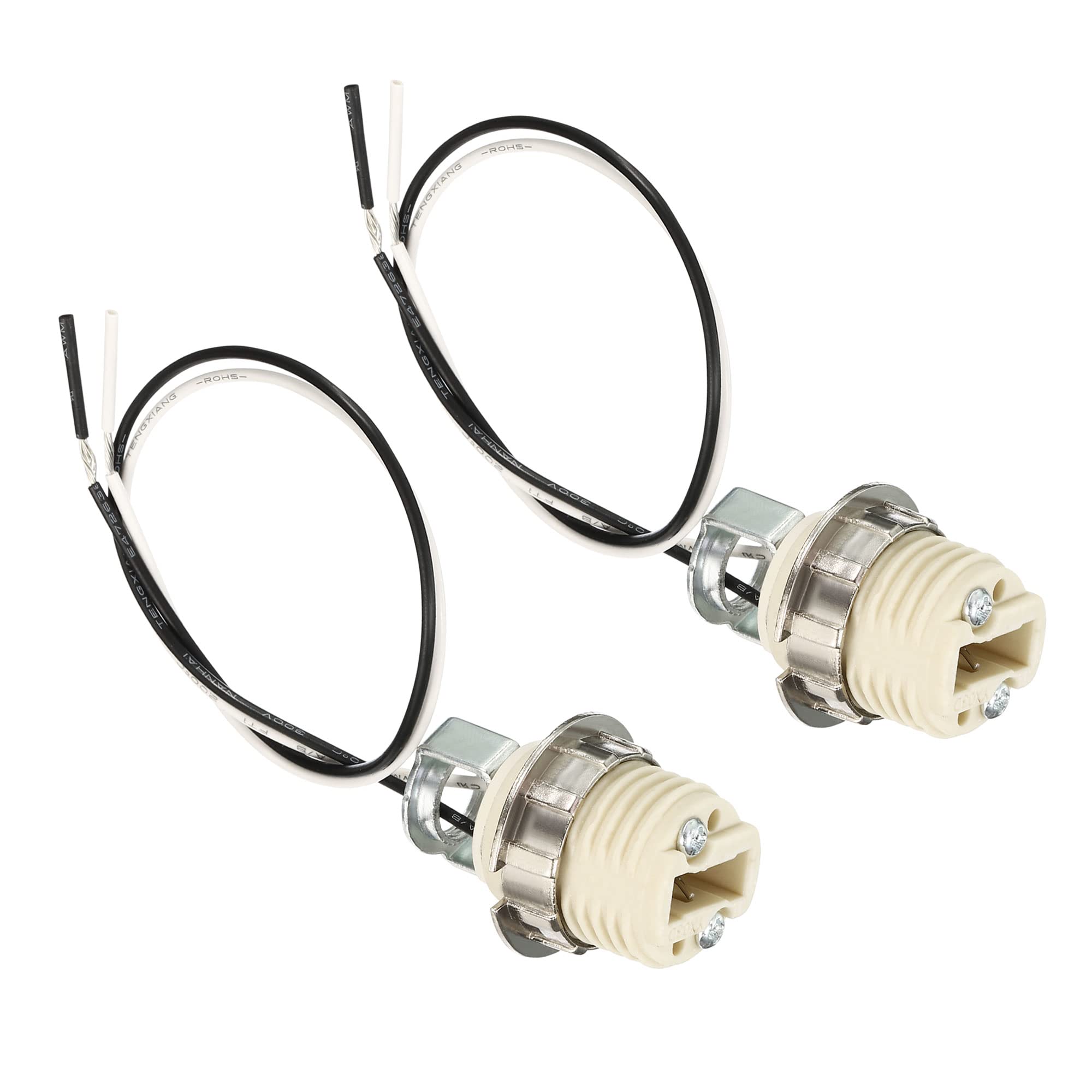 PATIKIL G9 Light Base Socket Kit, 2 Pack 10 Inch Long Wire Lead Ceramic ...