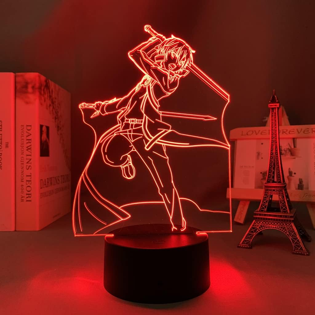 GBUSCH Acrylic Led Light Anime Sword Art Online Kirito Badass Figure ...
