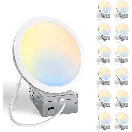Amico 12 Pack 5 Inch 5CCT Ultra-Thin LED Recessed Ceiling Light with ...