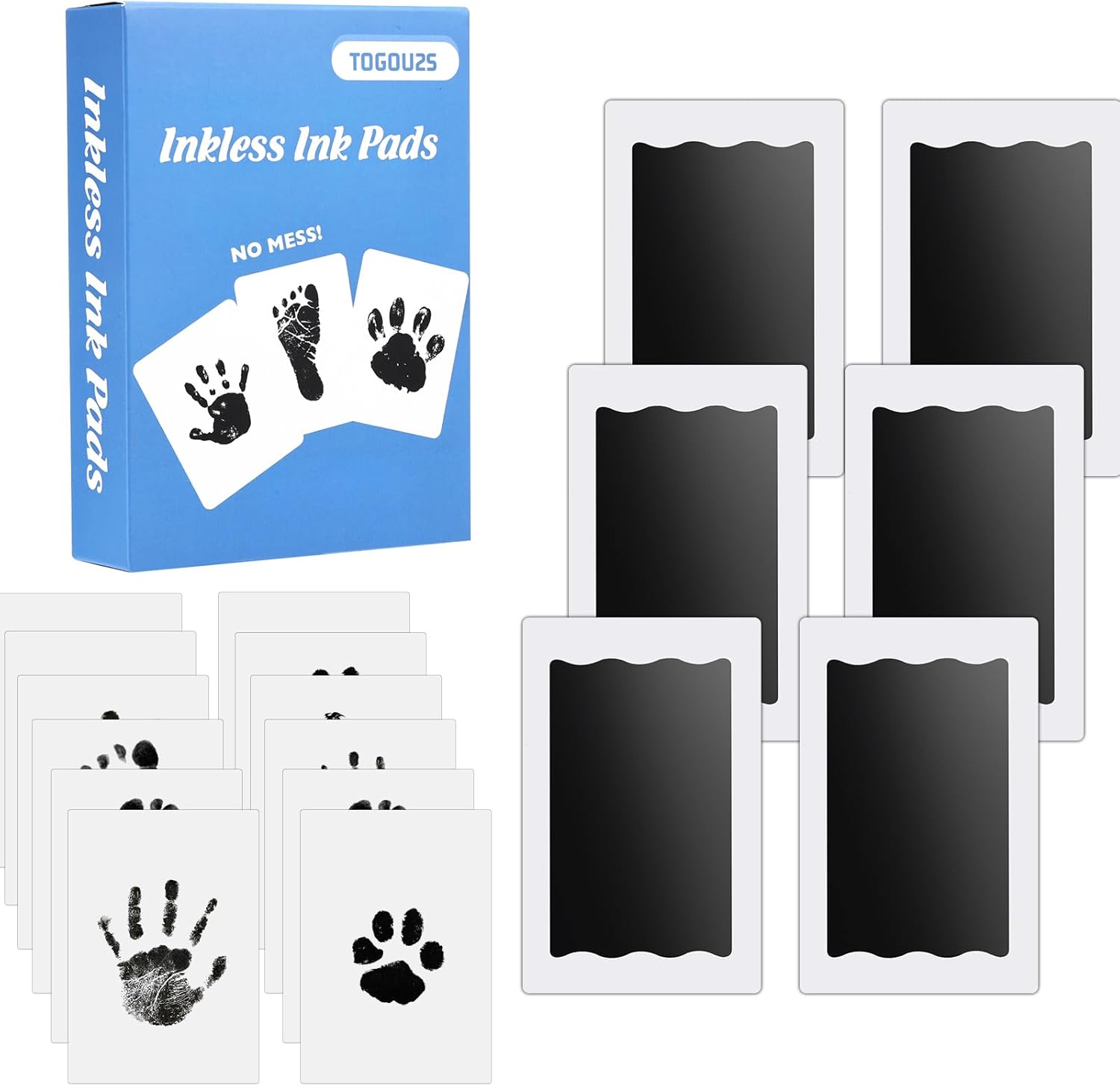TOGOU2S Baby Footprint Kit & Handprint Kit, 6 Inkless Baby Print Pads ...