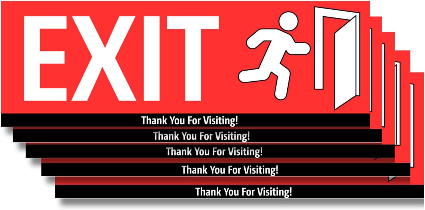 Amazon.com: Exit Sticker Signs, - Set of 5 Exit Here Sticker Signs, 9 x ...