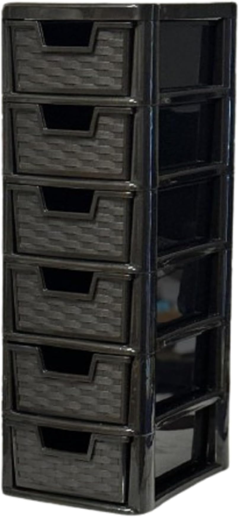 KYY’Z 4 Drawer Storage Unit Black Rattan Effect A5 Medium Plastic ...