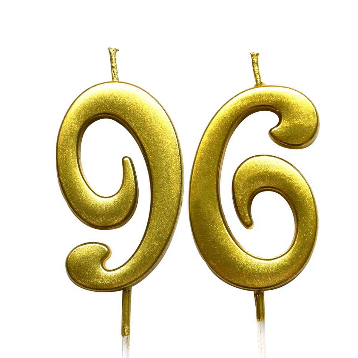 MAGJUCHE Gold 96th Birthday Numeral Candle, Number 96 Cake Topper ...