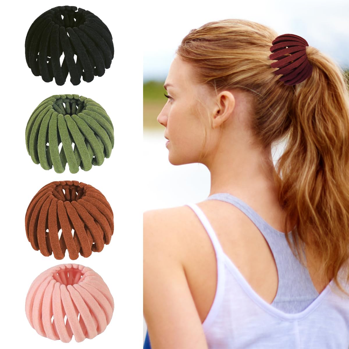 Amazon.com : 8 pieces of bird's nest hair clips - expandable hair tie ...