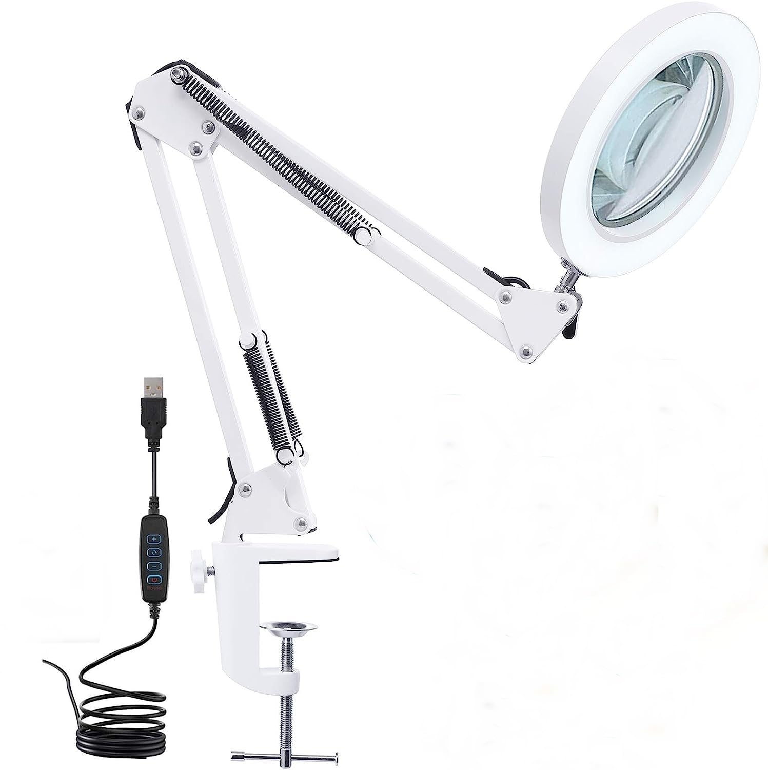SCHOFIC 10X LED Magnifying Lamp with Clamp, 8-Diopter, Stepless ...