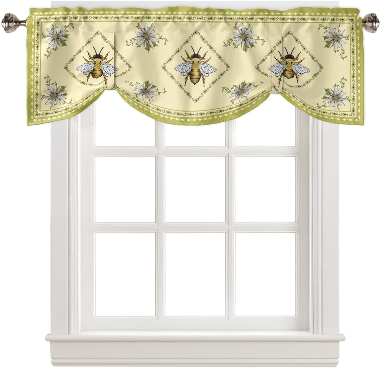 Amazon.com: Goydema Tie Up Valance Curtains for Kitchen Windows, Honey ...
