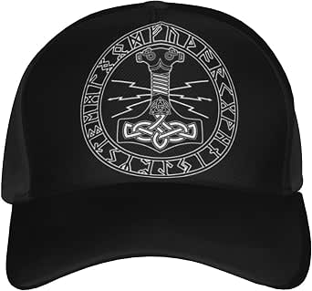 ixygoiv Curved Brim Baseball Cap Nordic Viking Mjolnir Thor's Hammer ...