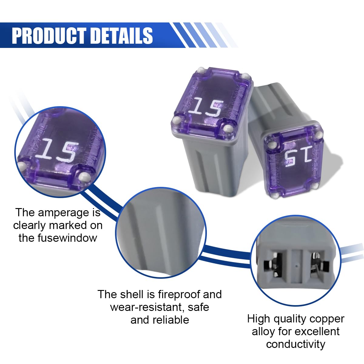 Snapklik.com : 10PCS 15 Amp Car Micro Cartridge Fuses - Slow Blow FMM ...