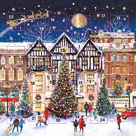 High Street Christmas Trees Advent Calendar Card - 158mm x 158mm – 24 ...