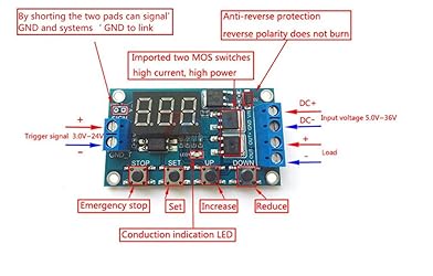 Amazon.com: DC 5V-36V Timer Module Cycle Delay Timer Switch Turn On/Off Relay Module with LED ...