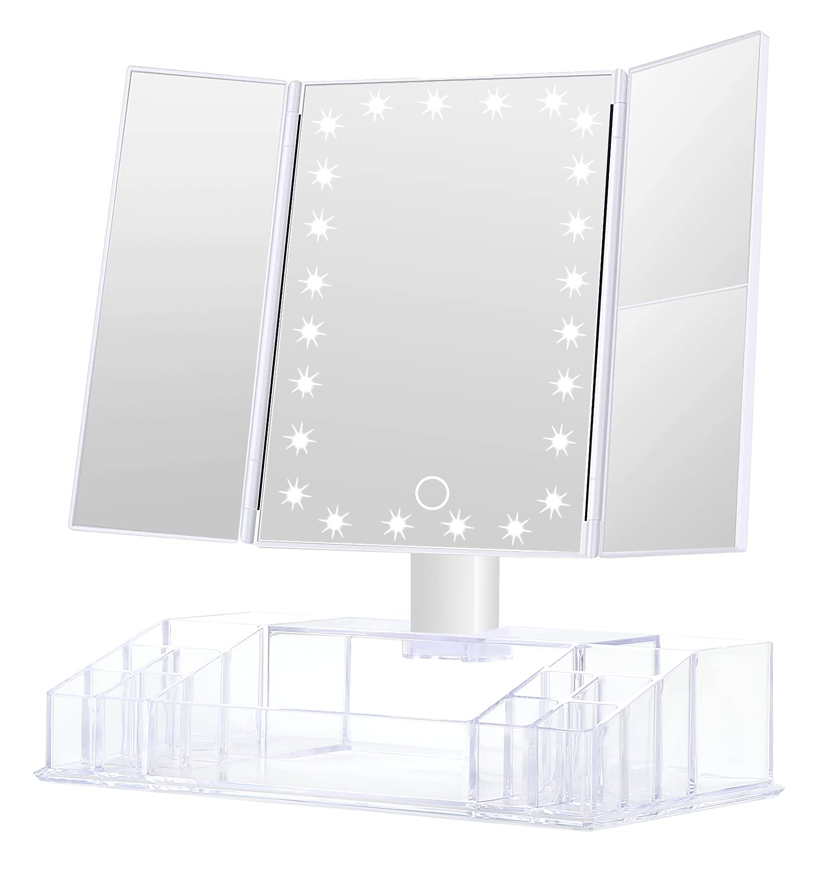 GULAURI Makeup Mirror with Lights and Storage - 3x/2x Magnification ...