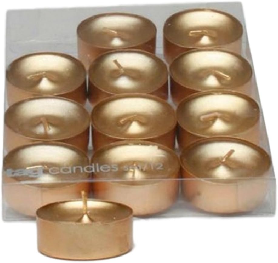 Amazon.com: Metallic Shimmer Gold Tealight Candles, Set of 12 Tea ...